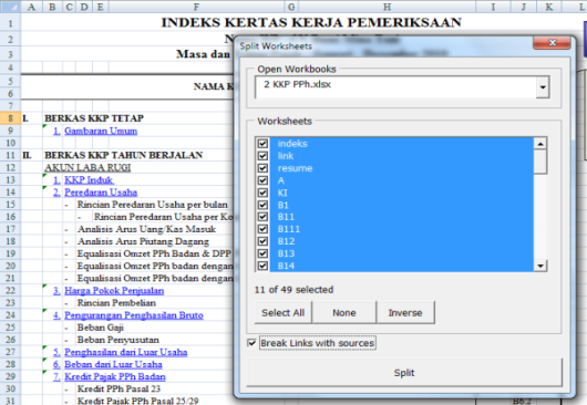2. Split/ Memisahkan Semua Worksheet dari Workbook · eAudit Utilities ...